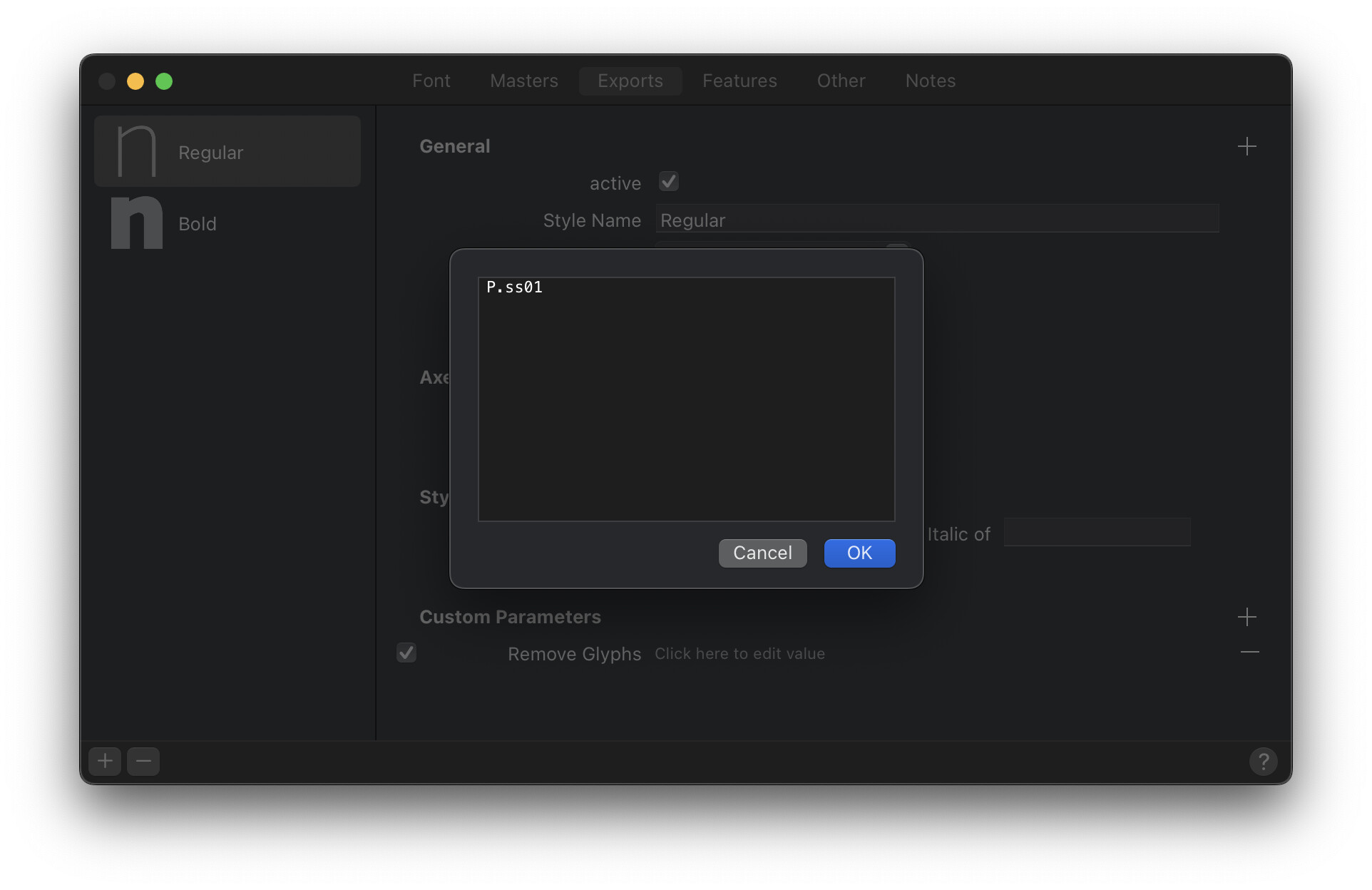 How to delete a glyph from a Regular master while retaining it in the ...