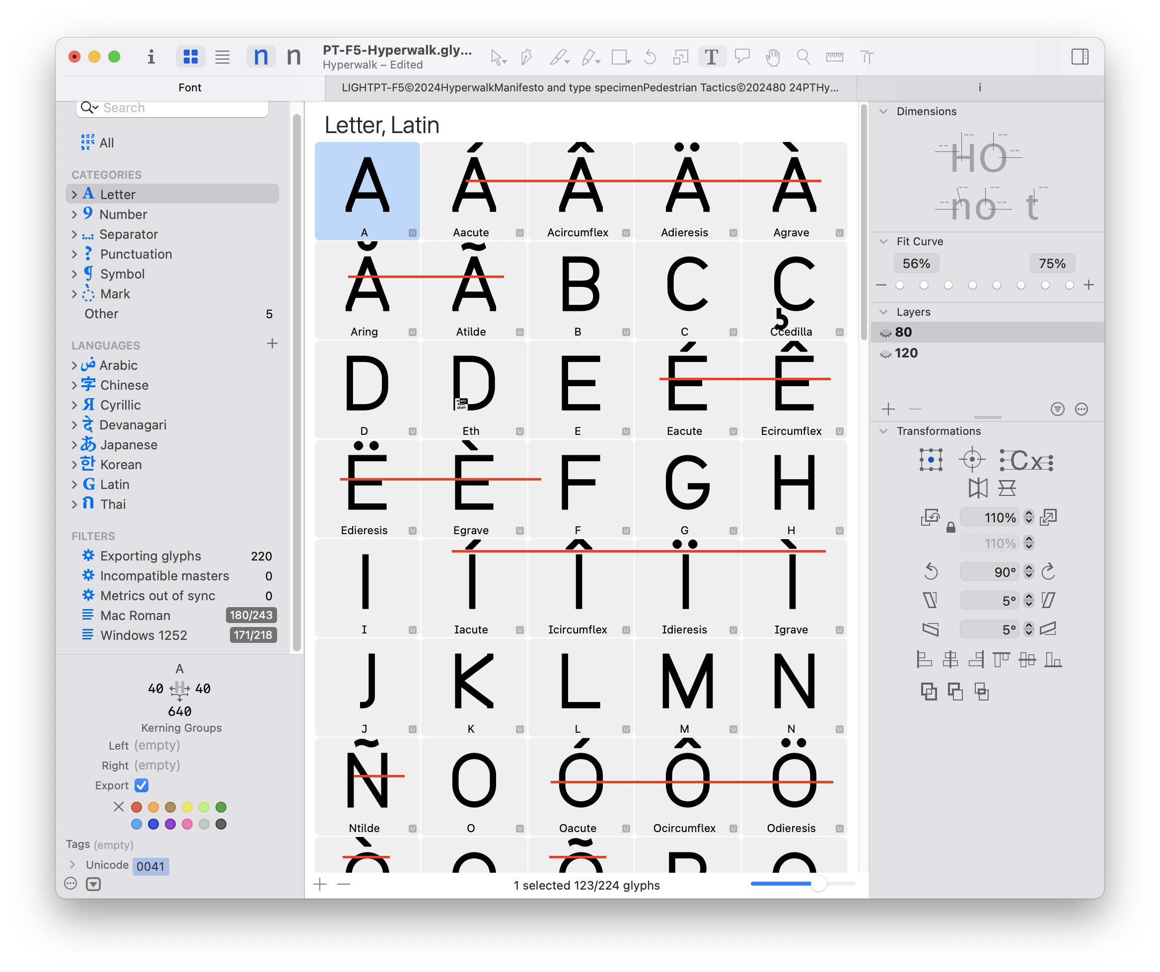 combining diacritical marks